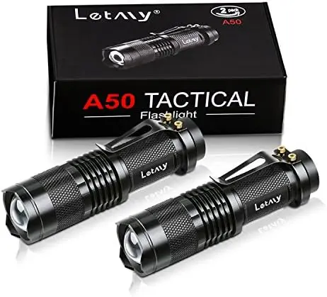 LETMY Tactical Flashlight, Super Bright LED Mini Flashlights with Belt ...